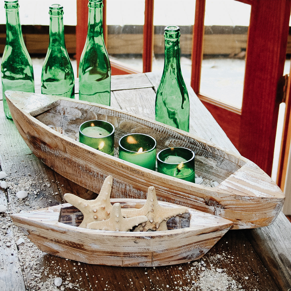 Set of 2 Wooden Boat Trays – One Cottage Way